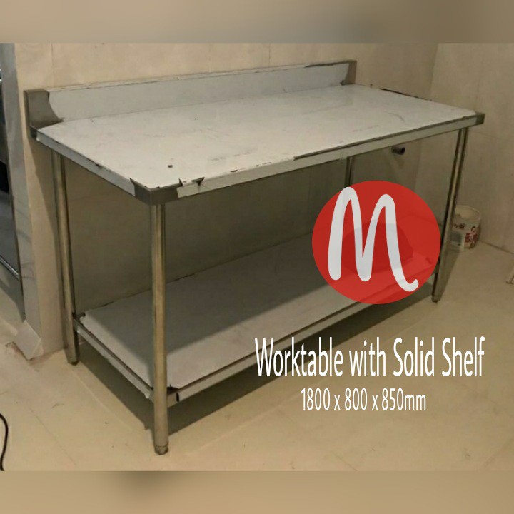 Jual SS Worktable with solid shelf - meja dapur / meja produksi ...
