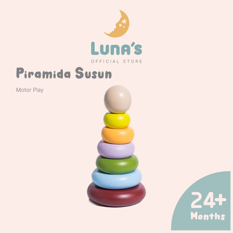 Jual Luna's Menara Ring Donat Kayu Wooden Stacking Tower Mainan Kayu ...
