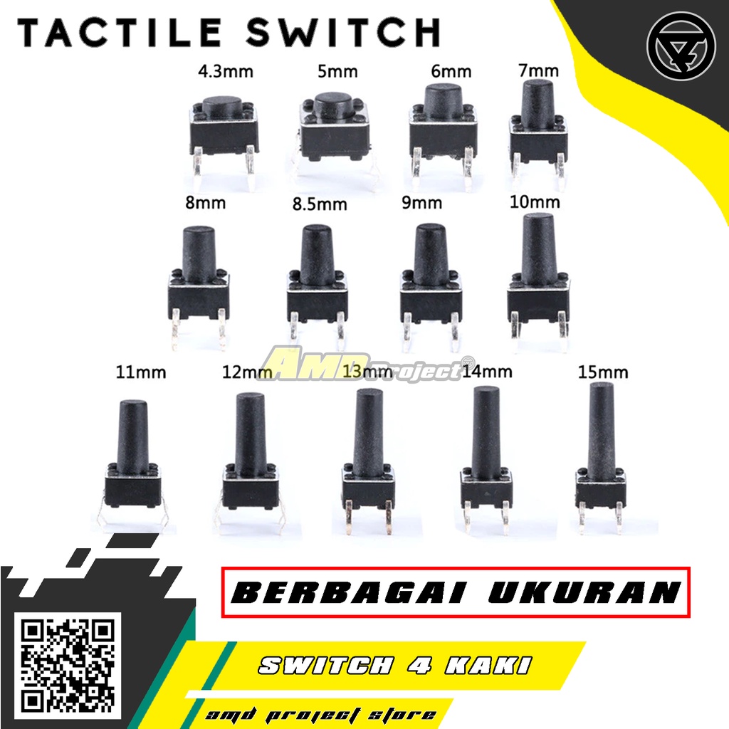 Jual Tactile Switch Push Button 6x6x5mm Tombol 4 Kaki Push On Kecil PB ...