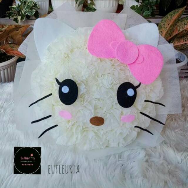Jual Buket bouquet bunga wisuda kertas tisu flanel karakter hello kitty ...