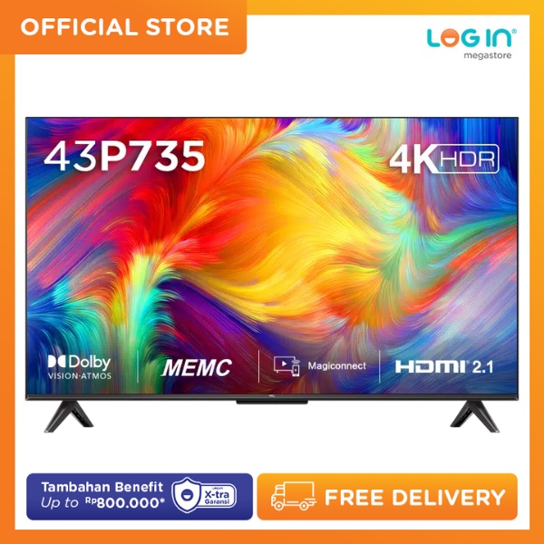 Jual TCL Smart LED TV 43P735 4K HDR Dolby Vision Atmos 43 Inch | Shopee Indonesia