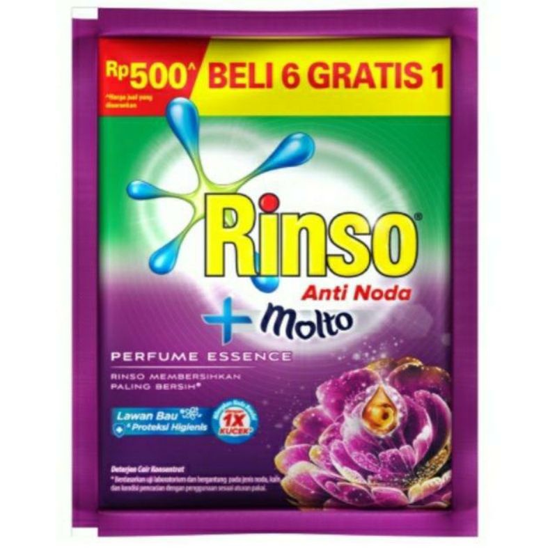 Jual RINSO 1 SACHETANTI NODA + MOLTO PERFUME ESSENSE 18 ML | Shopee ...
