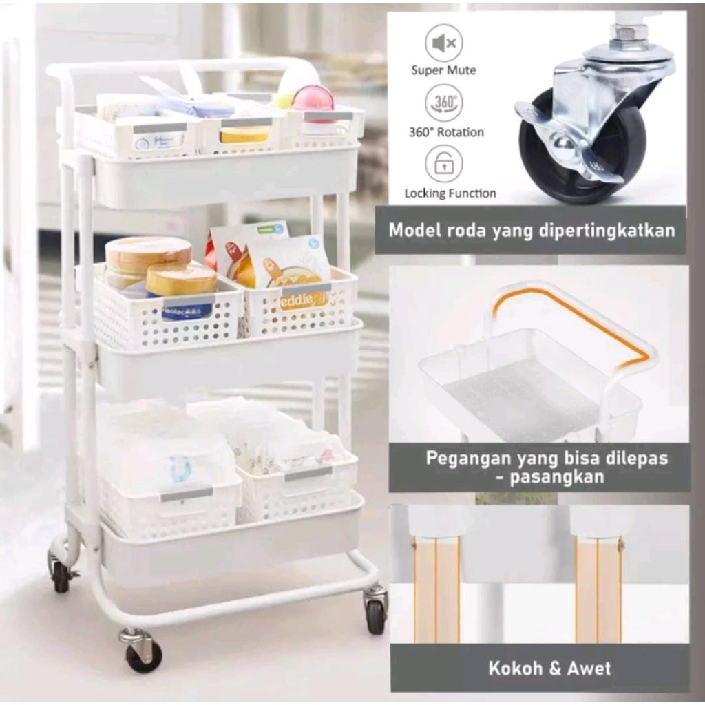 Jual RAK RODA TROLLEY RAK SALON RAK DAPUR RODA TEMPAT PENYIMPANAN ...