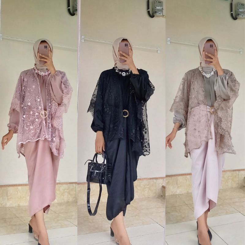 Jual Brony Set (Blouse + Outer Brokat + Rok lilit & ring gesper ...