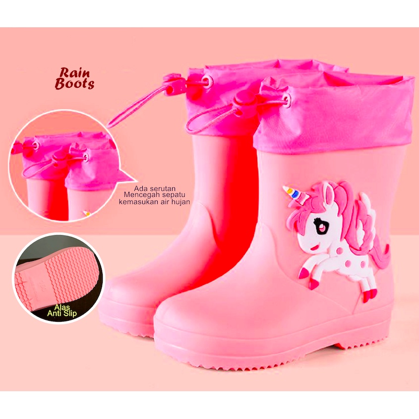Jual Rain BOOTS Sepatu boot anti air unik UNICORN DINOSAUR HAPPY CUTE ...