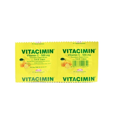 Jual VITACIMIN VITAMIN C 500 MG TABLET HISAP LEMON 1 STRIP ISI 2 TABLET ...