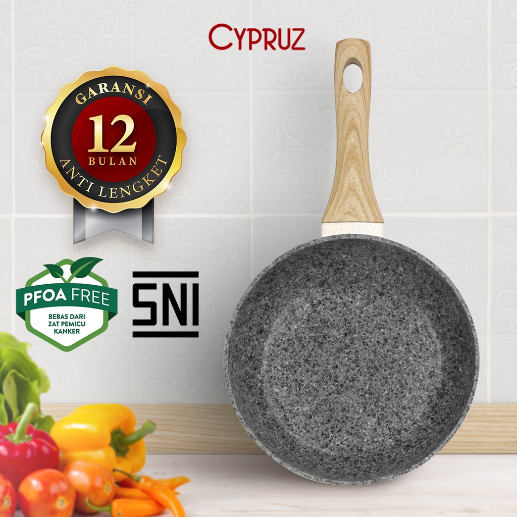 Jual Cypruz White Granite Fry Pan / Wajan Tebal Anti Lengket | Shopee Indonesia