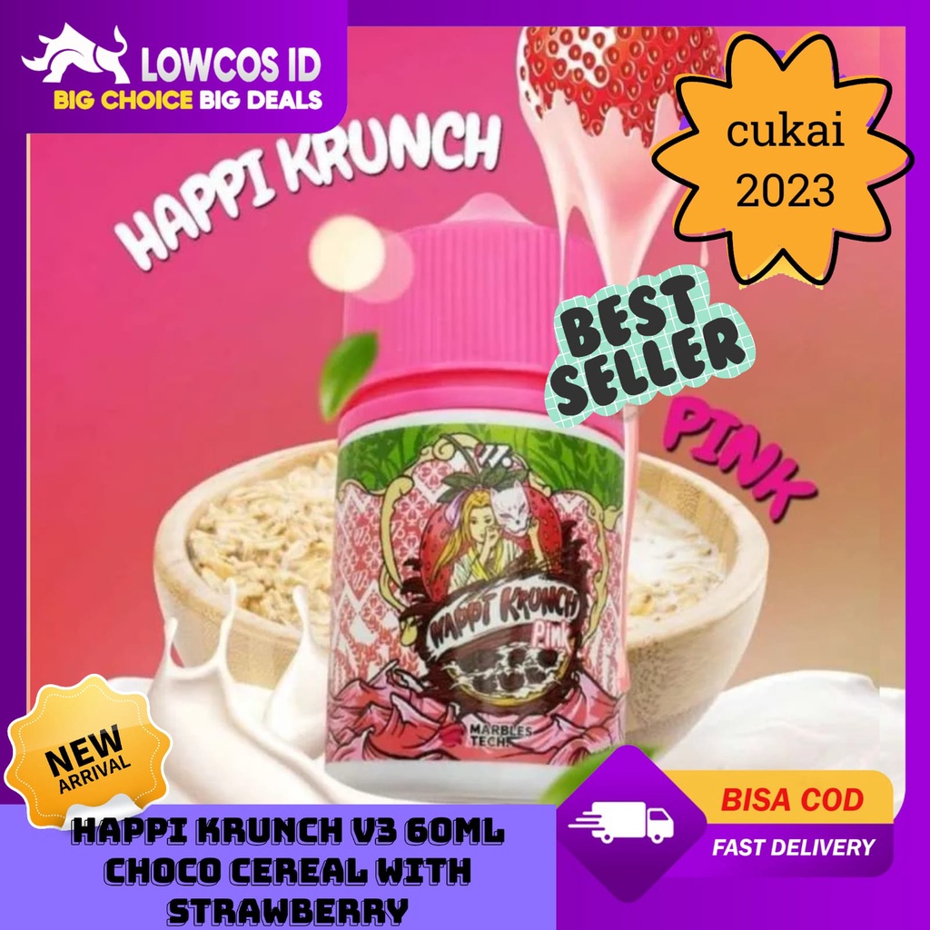 Jual HAPPI KRUNCH V3 CHOCO CEREAL WITH STRAWBERRY MILK 60ML | Shopee Indonesia