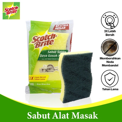 Jual SCOTCH-BRITE SPONS HIJAU T-36 CUCI PIRING DAYA GOSOK KUAT BASIC ...
