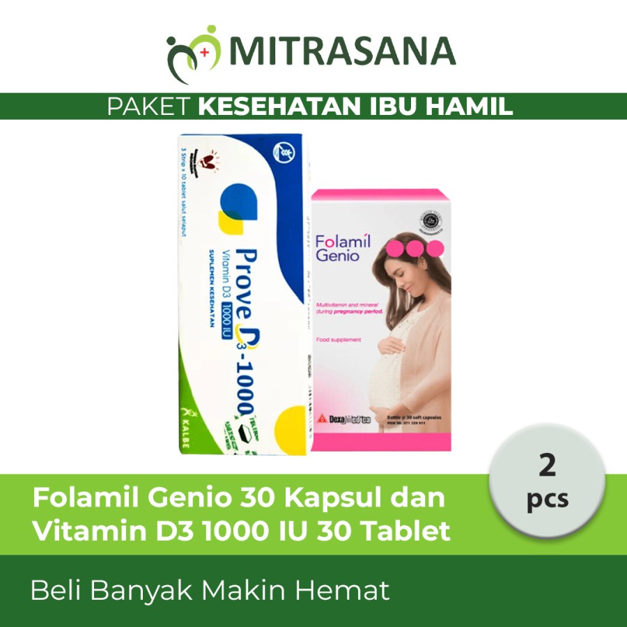 Jual Paket Ibu Hamil Folamil Genio 30 Kapsul dan Vitamin D3 1000 IU 30 ...