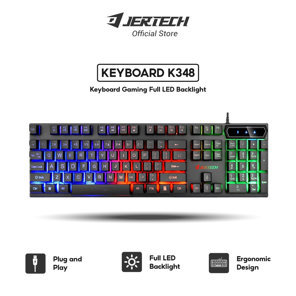 Jual JERTECH Keyboard Gaming Kabel Usb K348 Full LED Backlight | Shopee ...