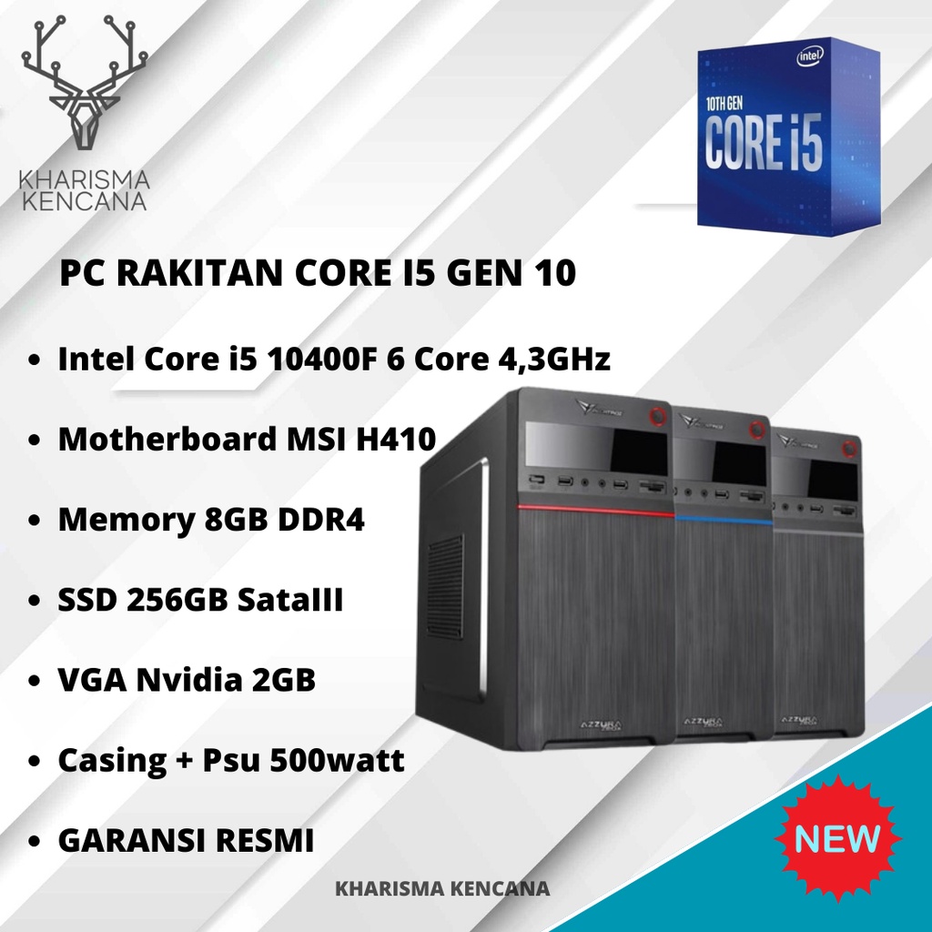 Jual PC RAKITAN KANTOR CORE I5 10400F RAM 8GB SSD 256GB NVIDIA 2GB RESMI | Shopee Indonesia