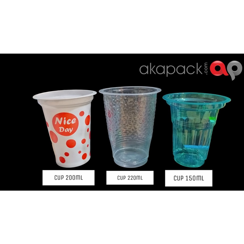 Jual Cup Gelas Plastik uk 150ml/200ml/220ml isi 50pc | Shopee Indonesia