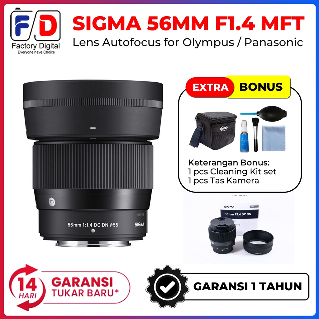 Jual Lensa Sigma 56mm F1.4 Autofocus Lens MFT M4/3 For Olympus ...