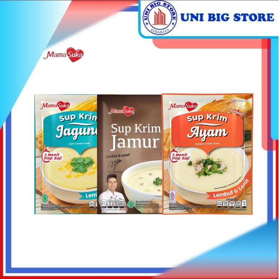 Jual MAMA SUKA Sup Krim Sop Jagung - Jamur - Ayam 55 gr Cream Soup ...