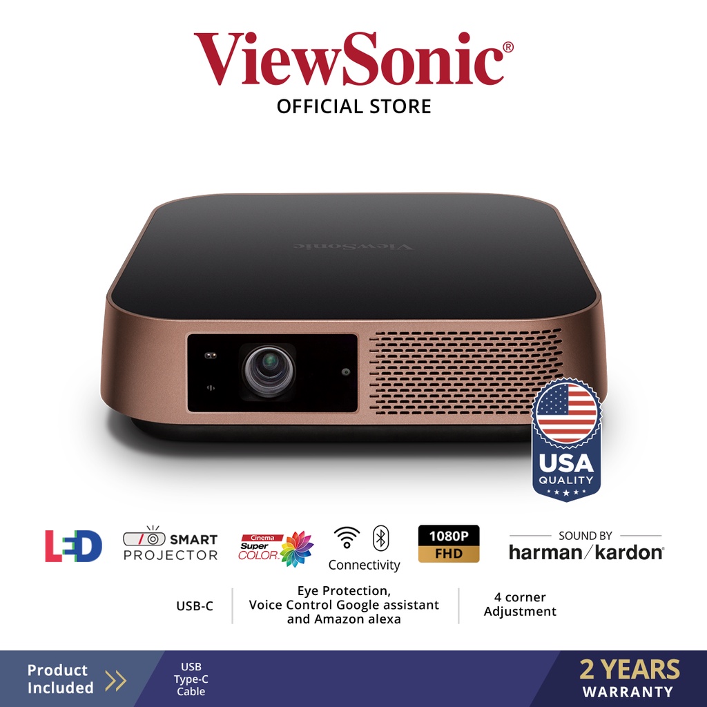 Jual ViewSonic M2 Smart Portable LED Lamp-Free Projector | FHD 1080p ...