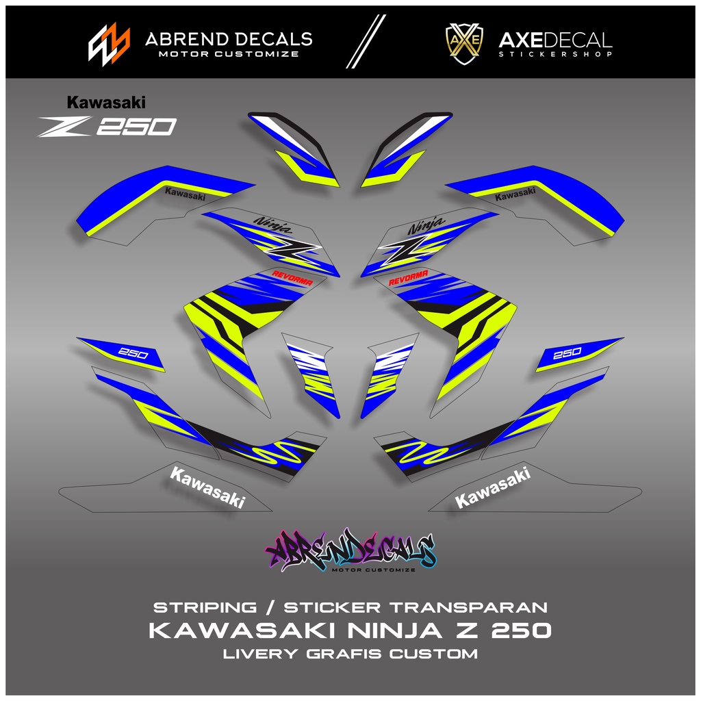 Jual Striping Ninja Z 250 Grafis Bahan Transparan / Stiker Motor ...
