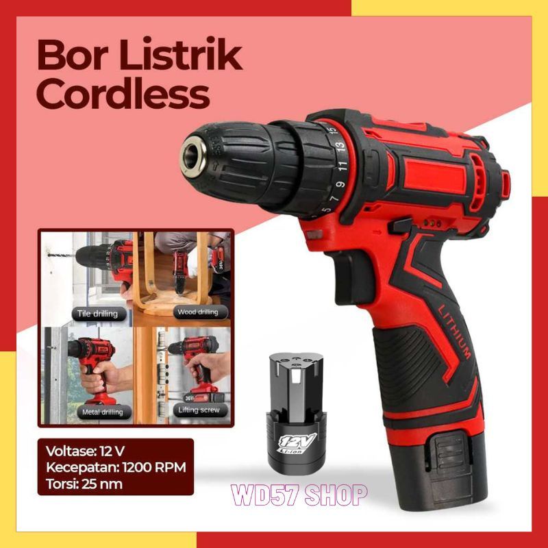 Jual Mesin Bor Listrik Battery Cordless Electric Screwdriver Baterai ...