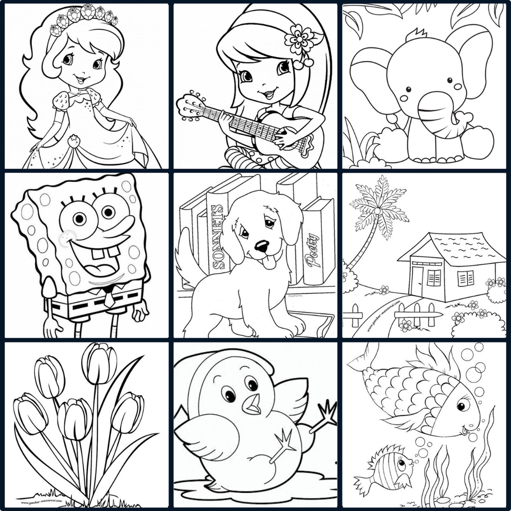 Jual Kanvas Lukis Sketsa Canvas Mini Lukis 20x30 Gambar Kartun Anak ...