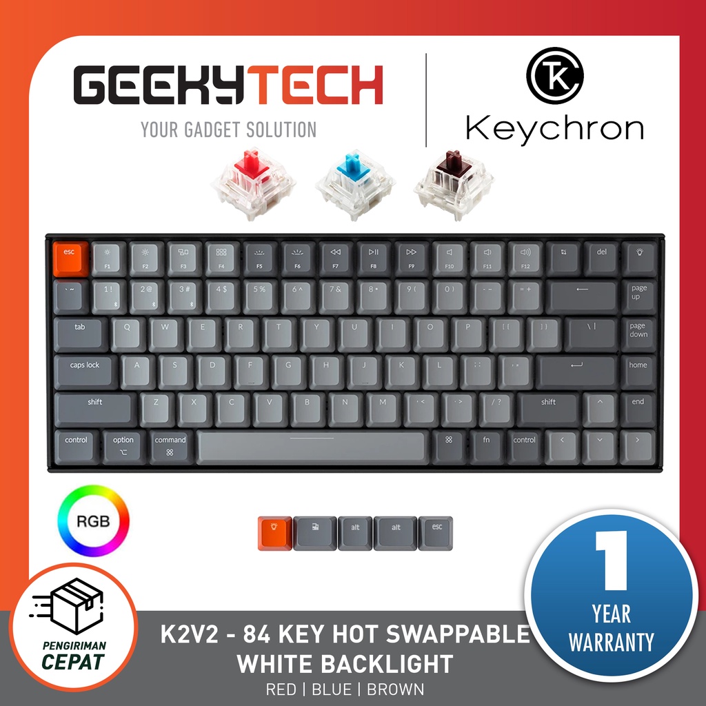 Jual Keychron K2 V2 - 84 - Hot Swappable White Backlight | Shopee Indonesia
