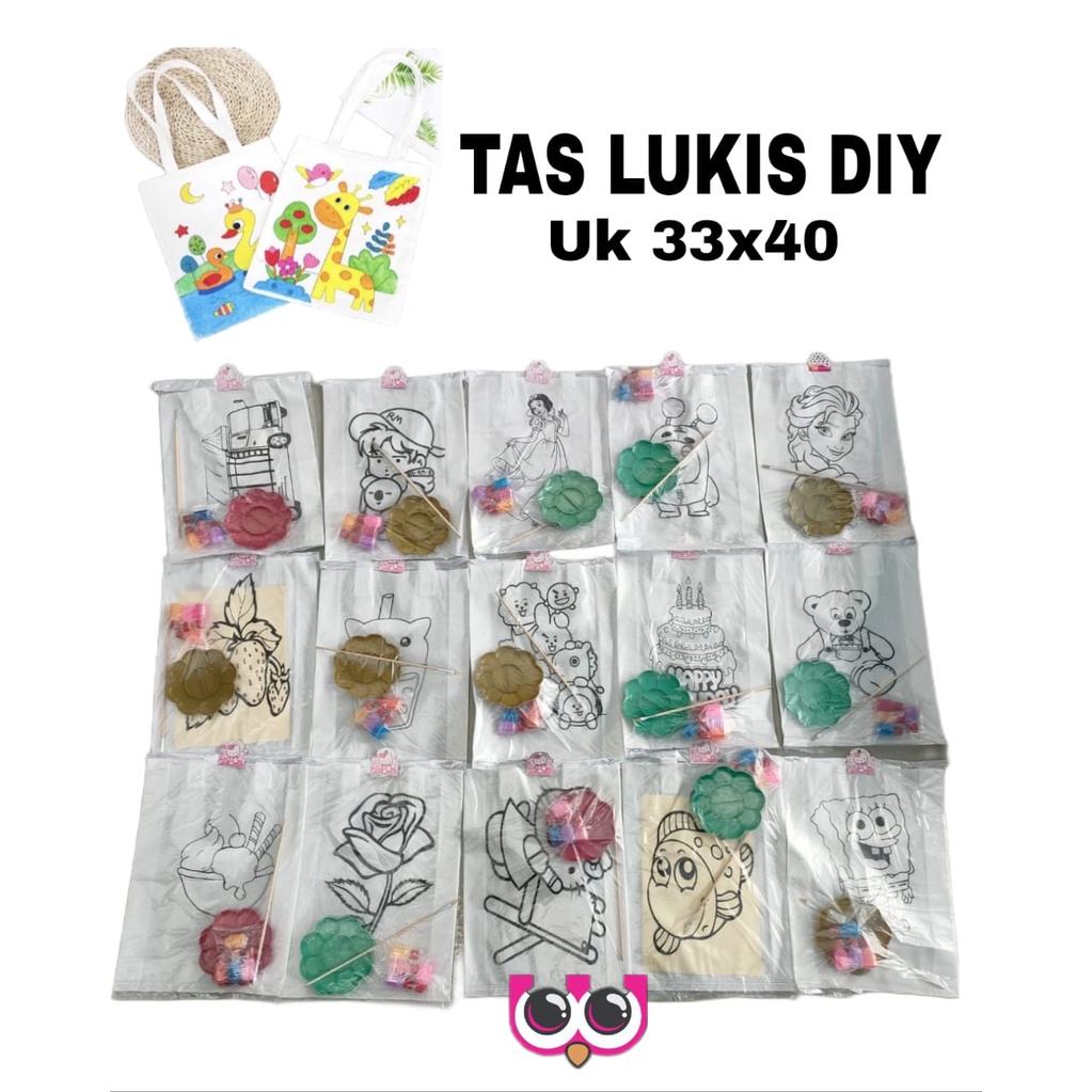 Jual TAS LUKIS DIY GOODIE BAG MEWARNAI ANAK TOTEBAG GAMBAR | Shopee ...
