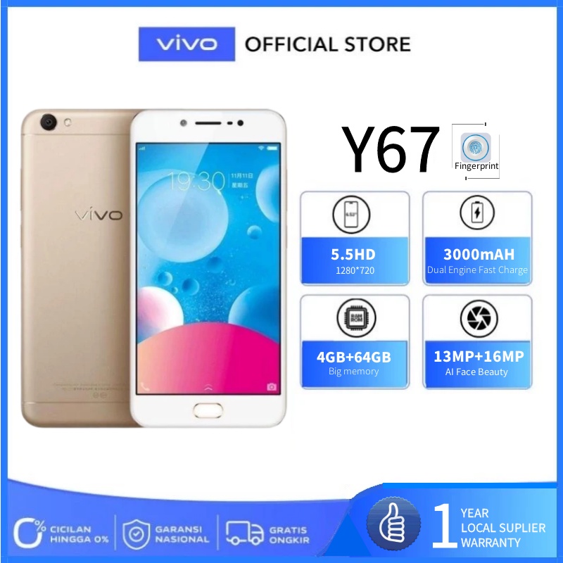 Jual vivo Y67 hp android murah 5.5inci 3000mAh 4G GSM 4GB/64GB Wifi Android 6 COD Ready hp murah ...