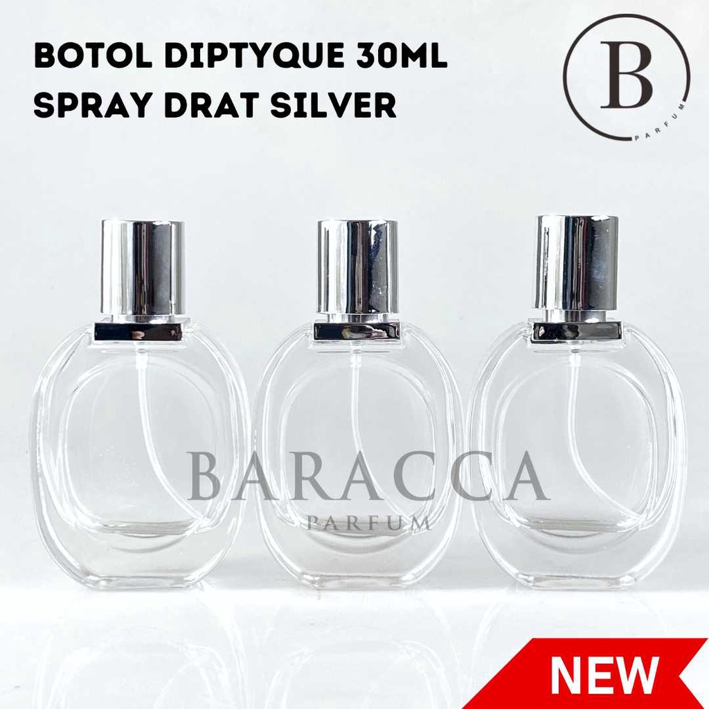 Jual Botol Parfum Diptyque 30ML Drat Silver - Botol Parfum Oval 30ML ...