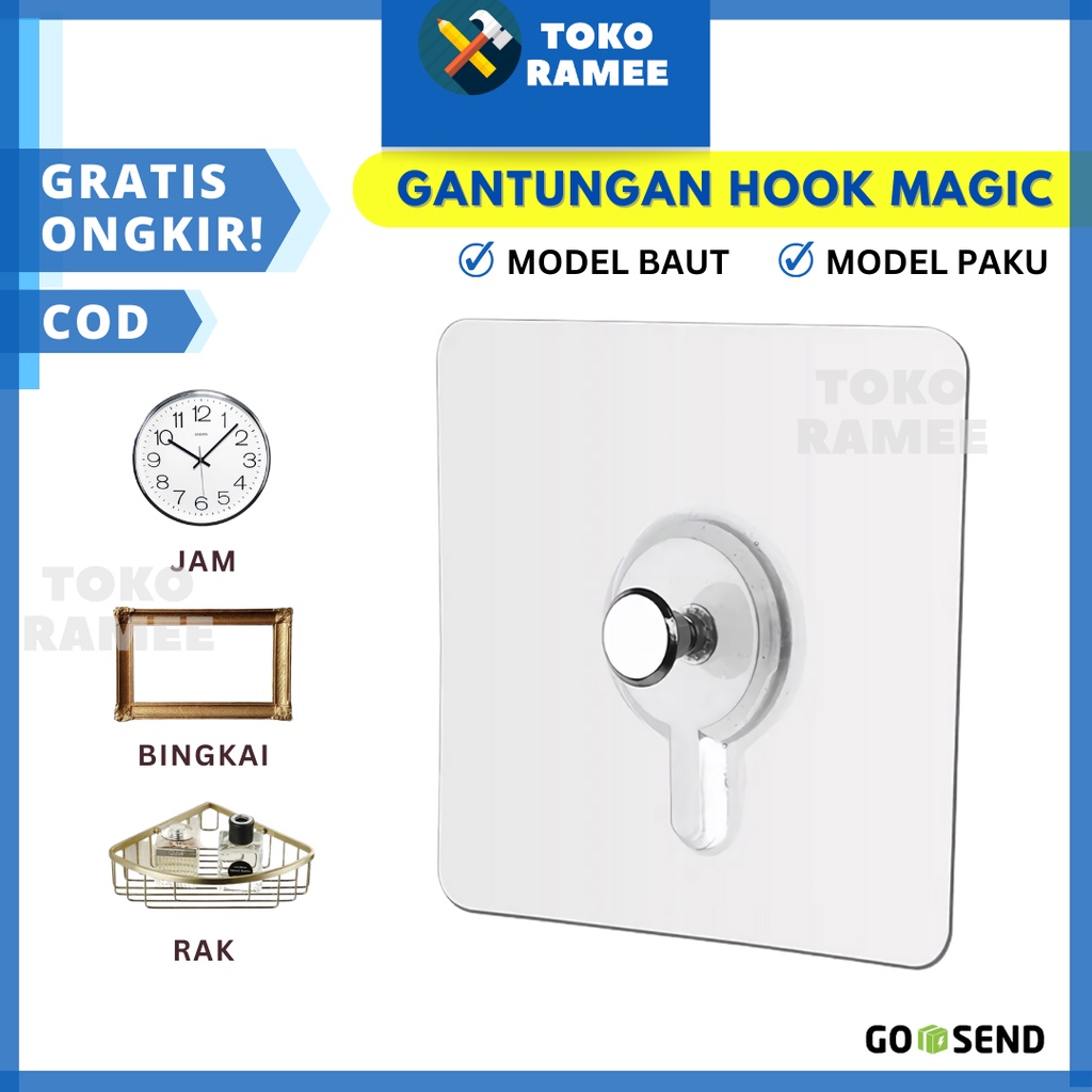 Jual Gantungan HOOK / Hok Ajaib Baut Paku Perekat Tempel TANPA BOR ...