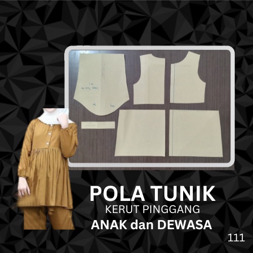 Jual Pola Tunik - Pola Instan Tunik Kerut pinggang untuk Anak dan Dewasa | Shopee Indonesia
