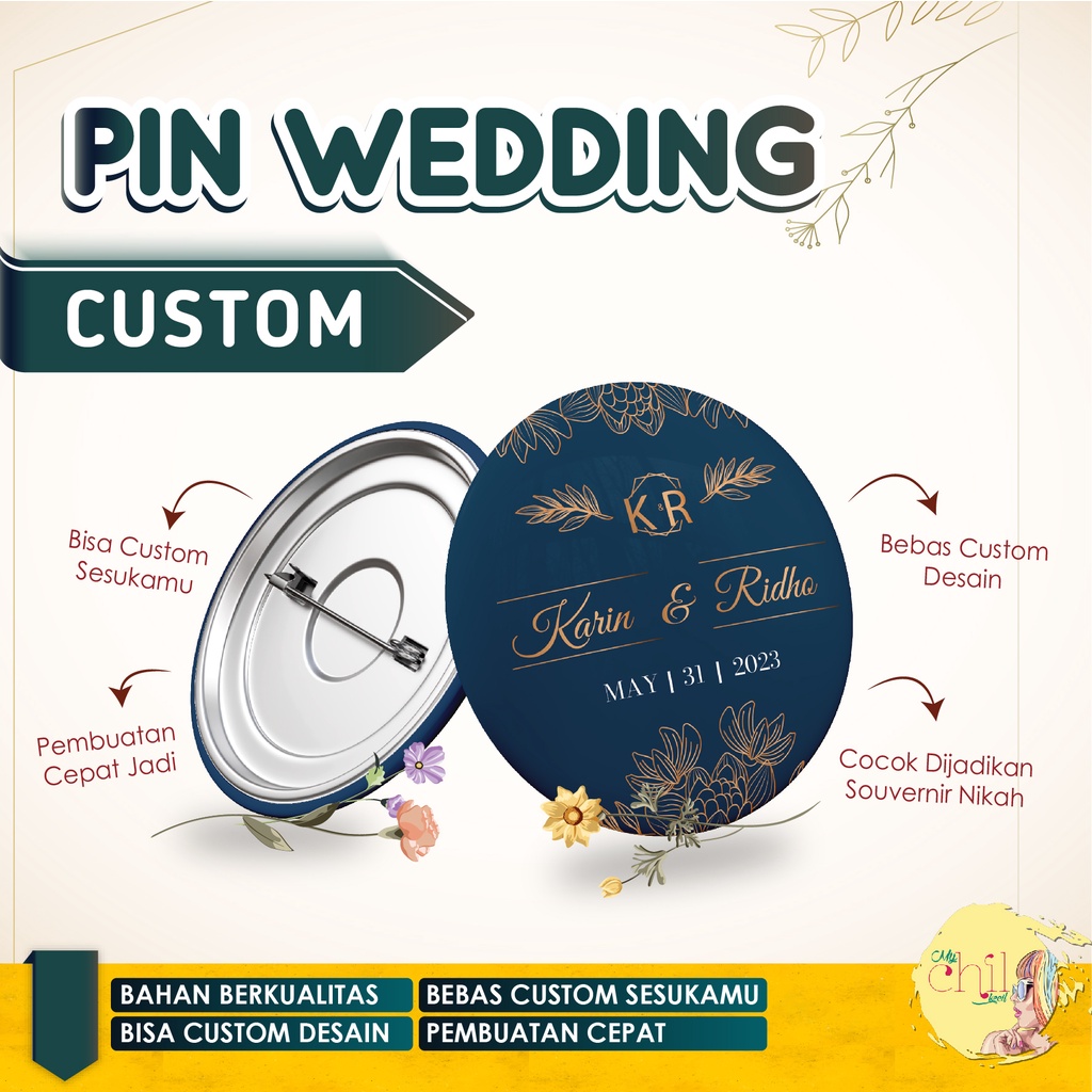 Jual PIN WEDDING CUSTOM / PIN SOUVENIR ACARA PERNIKAHAN | Shopee Indonesia