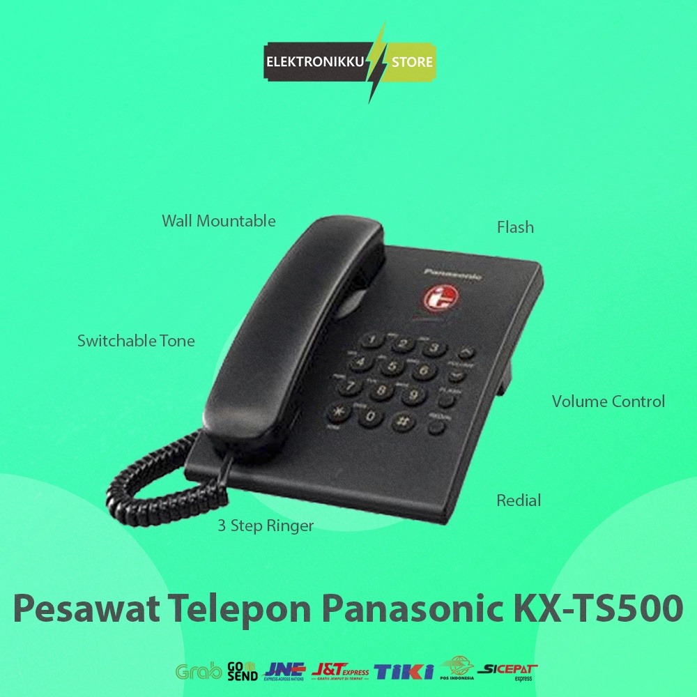 Jual Telephone Panasonic KX-TS500 Pesawat Telepon Rumah Kantor Indihome - Black | Shopee Indonesia