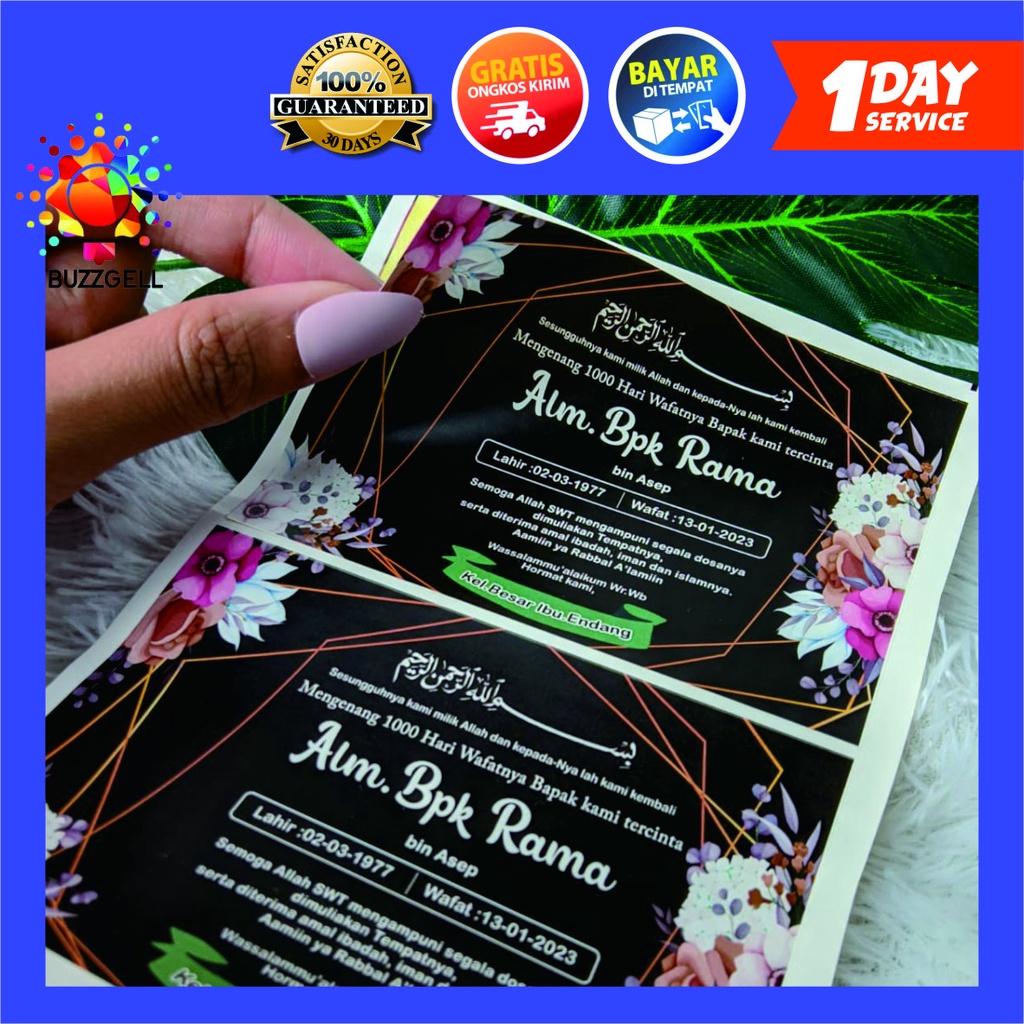 Jual Sticker dan Card Mengenang Wafatnya Stiker Card Label Tahlil Kartu ...