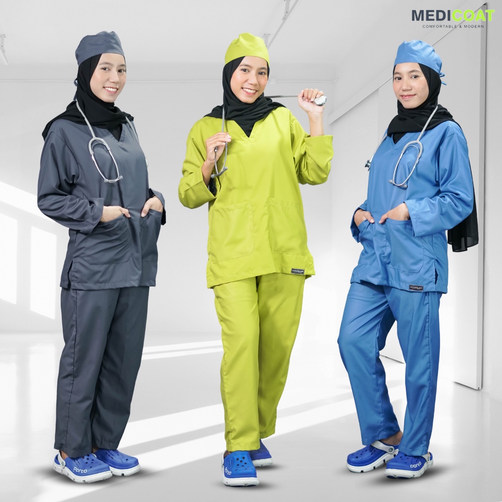 Jual Oka / Baju Ok / Baju Jaga / scrub bahan toyobo Full Set All Color ...