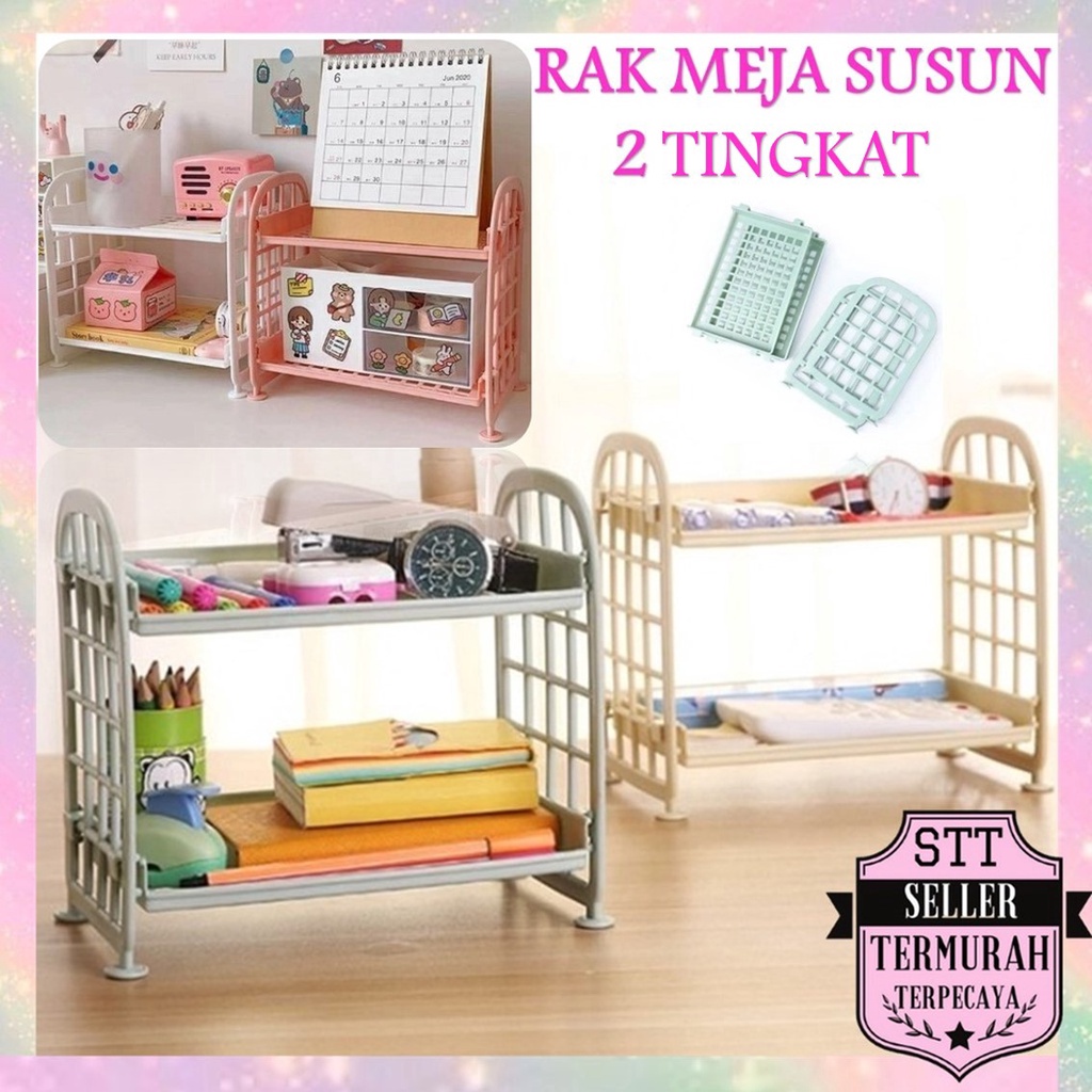 Jual STT Rak Meja Plastik Mini 2 Tingkat Multifungsi Rak 2 Susun Rak ...