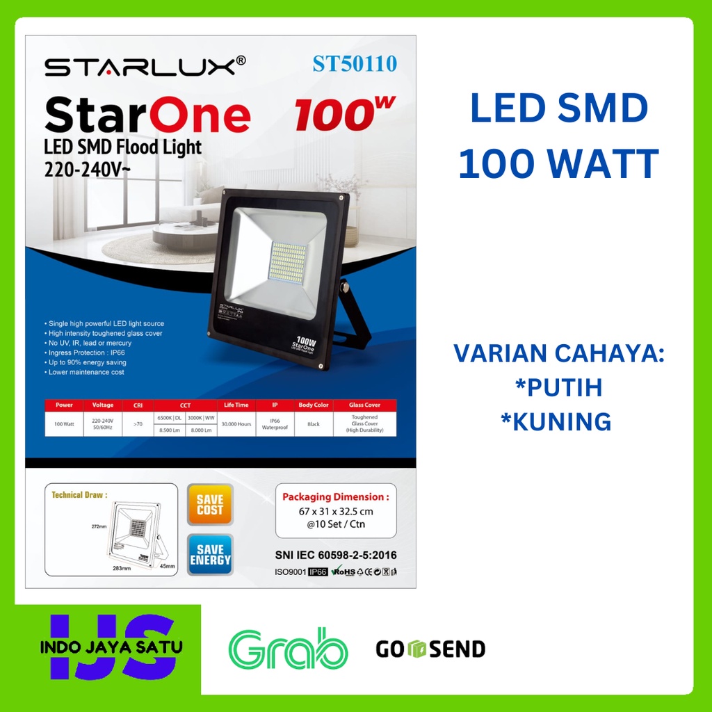 Jual STARLUX STARONE Lampu Tembak 100 WATT Lampu Sorot LED 100W LED Flood Light 100 W | Shopee ...
