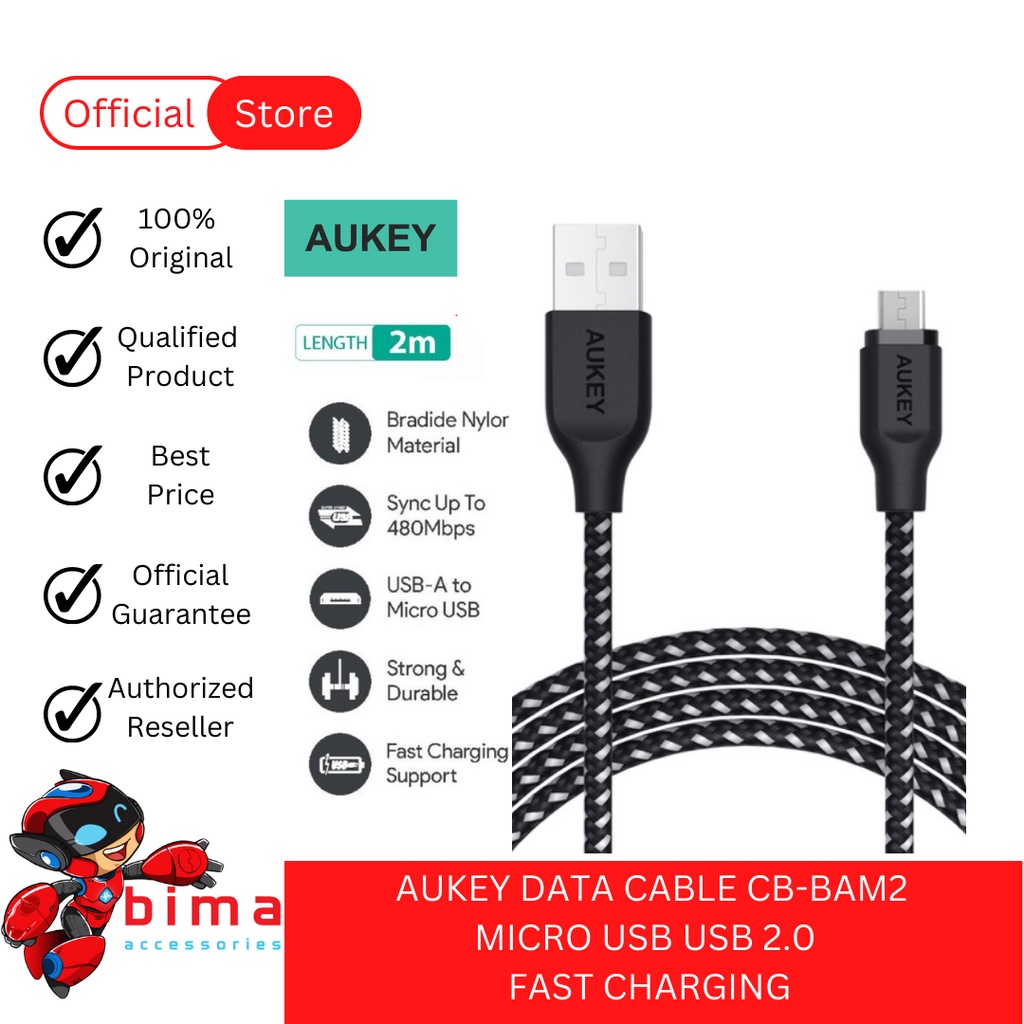 Jual Kabel Charger Micro USB 2A 2.0 2Meter Braided Nylon Data Cable ...