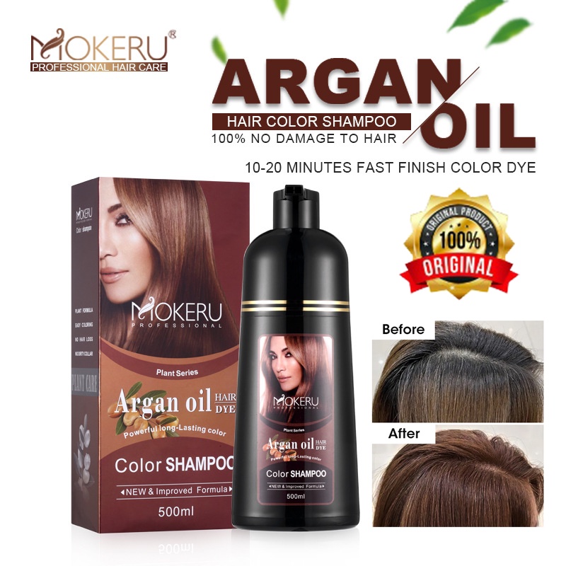 Jual Original Mokeru Shampoo Pewarna Rambut ARGAN OIL Dye Hair Shampoo ...
