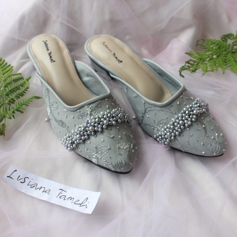 Jual ARIN I Sepatu pesta heels pengantin warna abu silver hak 3 cm ...