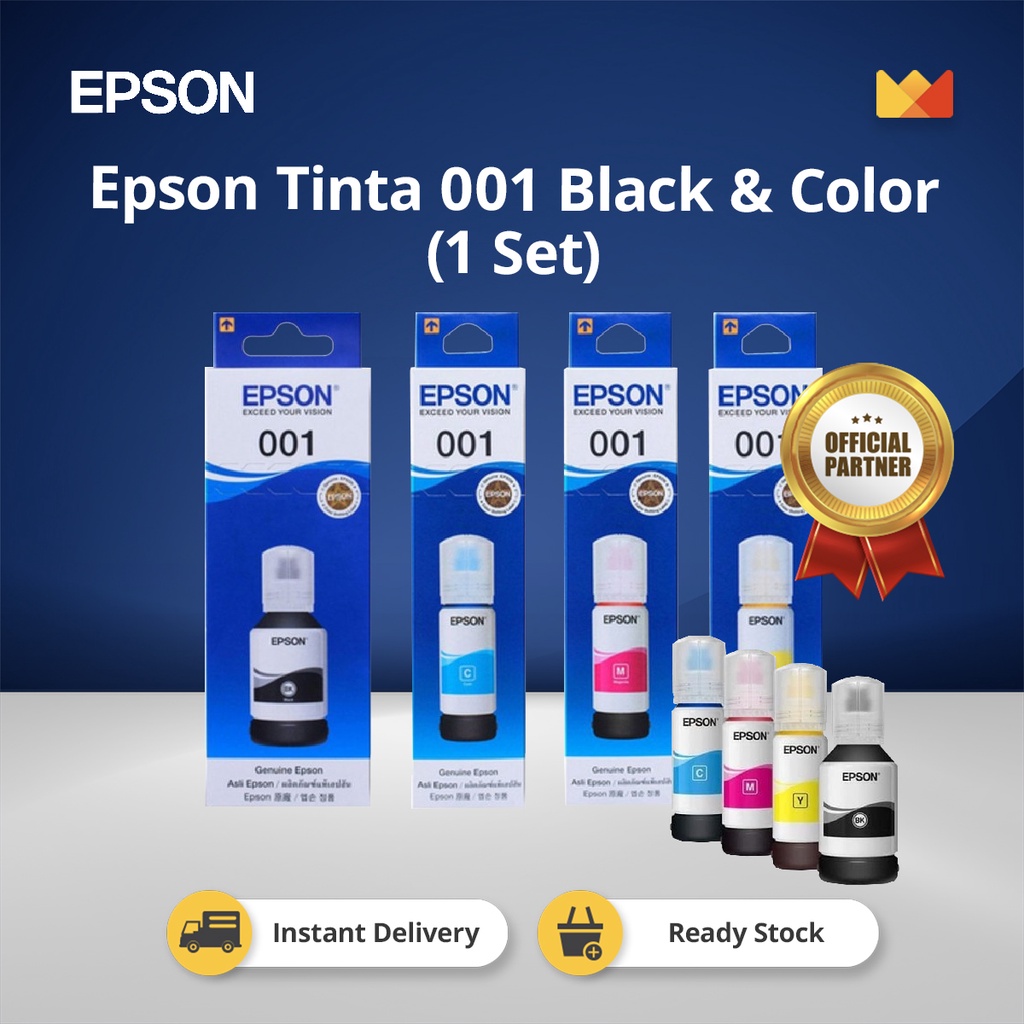 Jual Epson Tinta 001 Black & Color C M Y (1 Set) | Shopee Indonesia