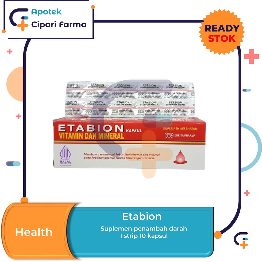 Jual Etabion Kapsul Suplemen Vitamin Penambah Darah 1 Strip | Shopee ...