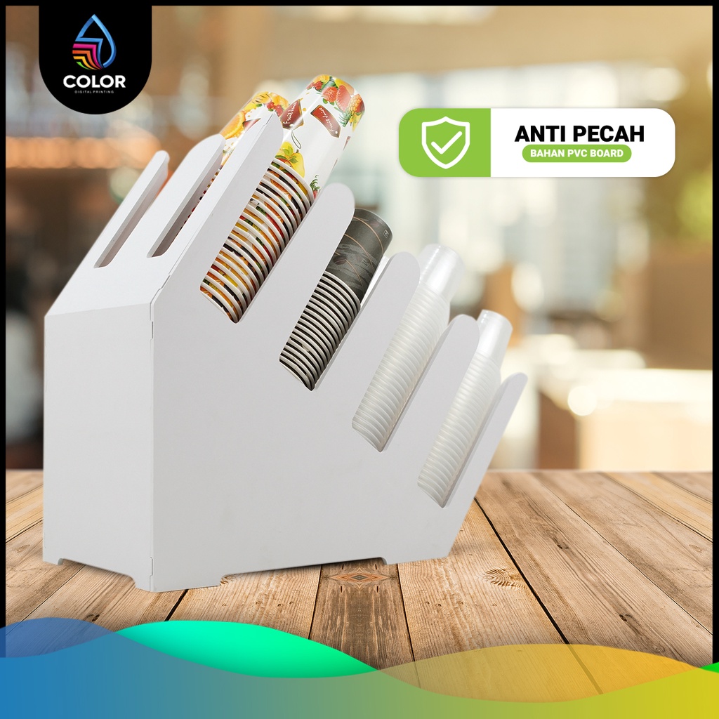 Jual Rak Paper Cup Double Bar / Organizer Paper Cup Coffee 8 Slot PVC ...