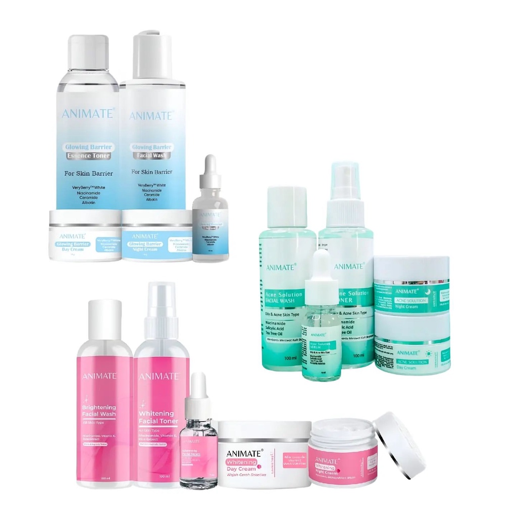 Jual Paket Animate Skincare Series 5in1 Brightening Whitening Barrier ...