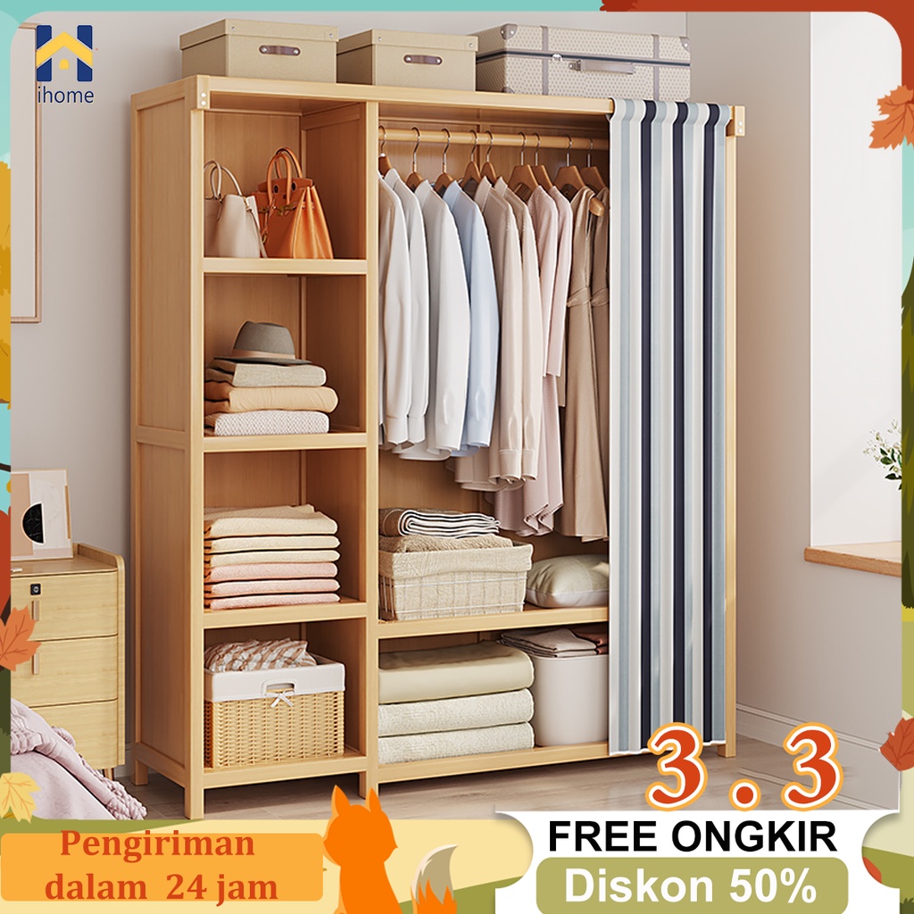 Jual IH Lemari Pakaian Kayu Minimalis Lemari Pakaian Baju Anti Debu ...