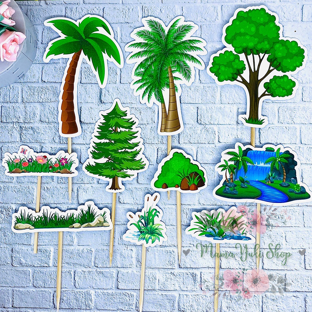 Jual Topper Cake Hiasan Kue Ulang Tahun Anak motif POHON Tree Grass ...