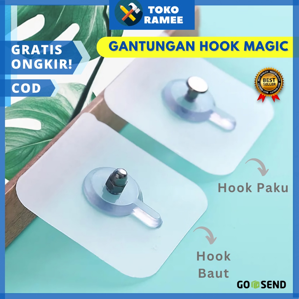 Jual Gantungan HOOK / Hok Ajaib Baut Paku Perekat Tempel TANPA BOR ...