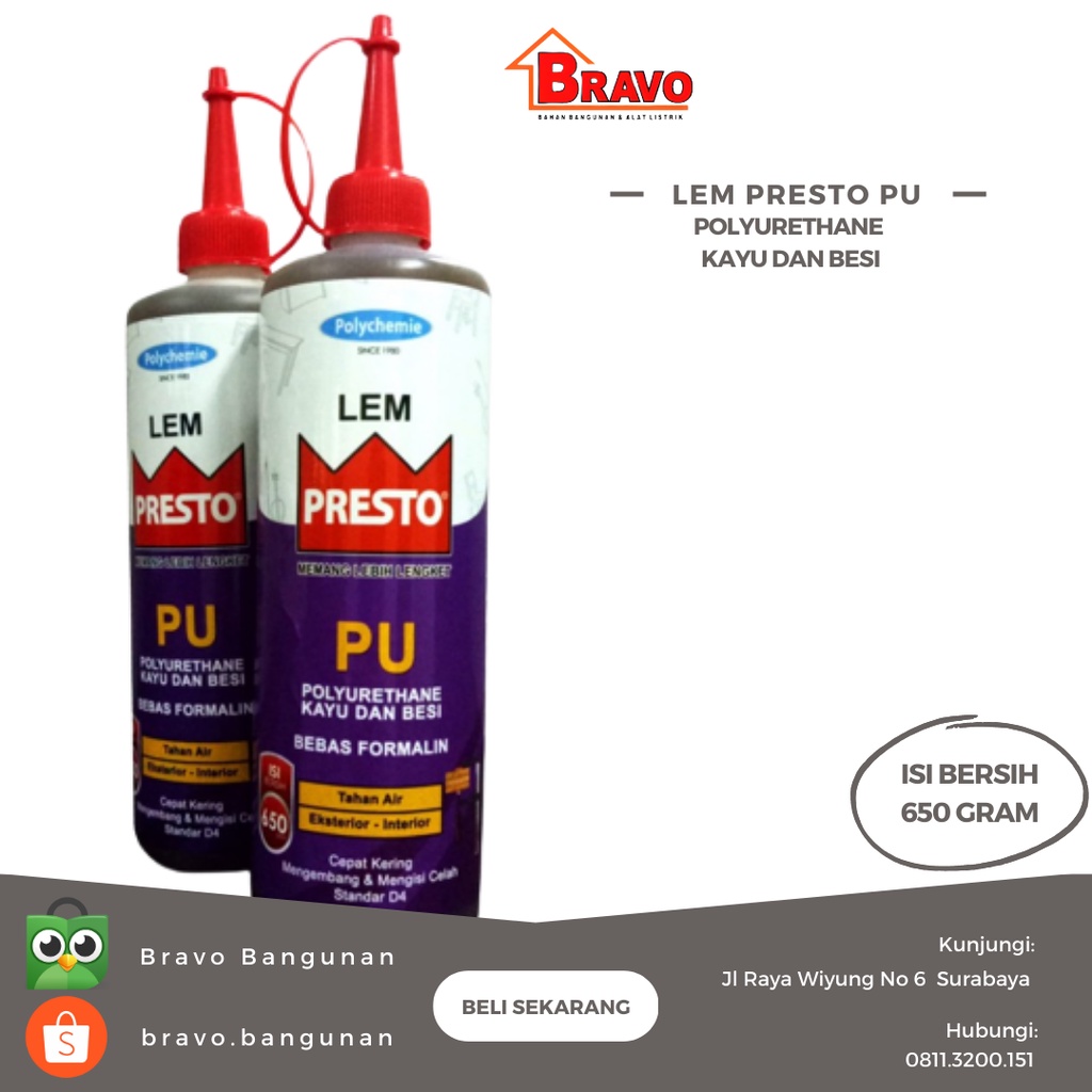 Jual LEM PRESTO PU 650GR (LEM SERBAGUNA KAYU BESI) | Shopee Indonesia