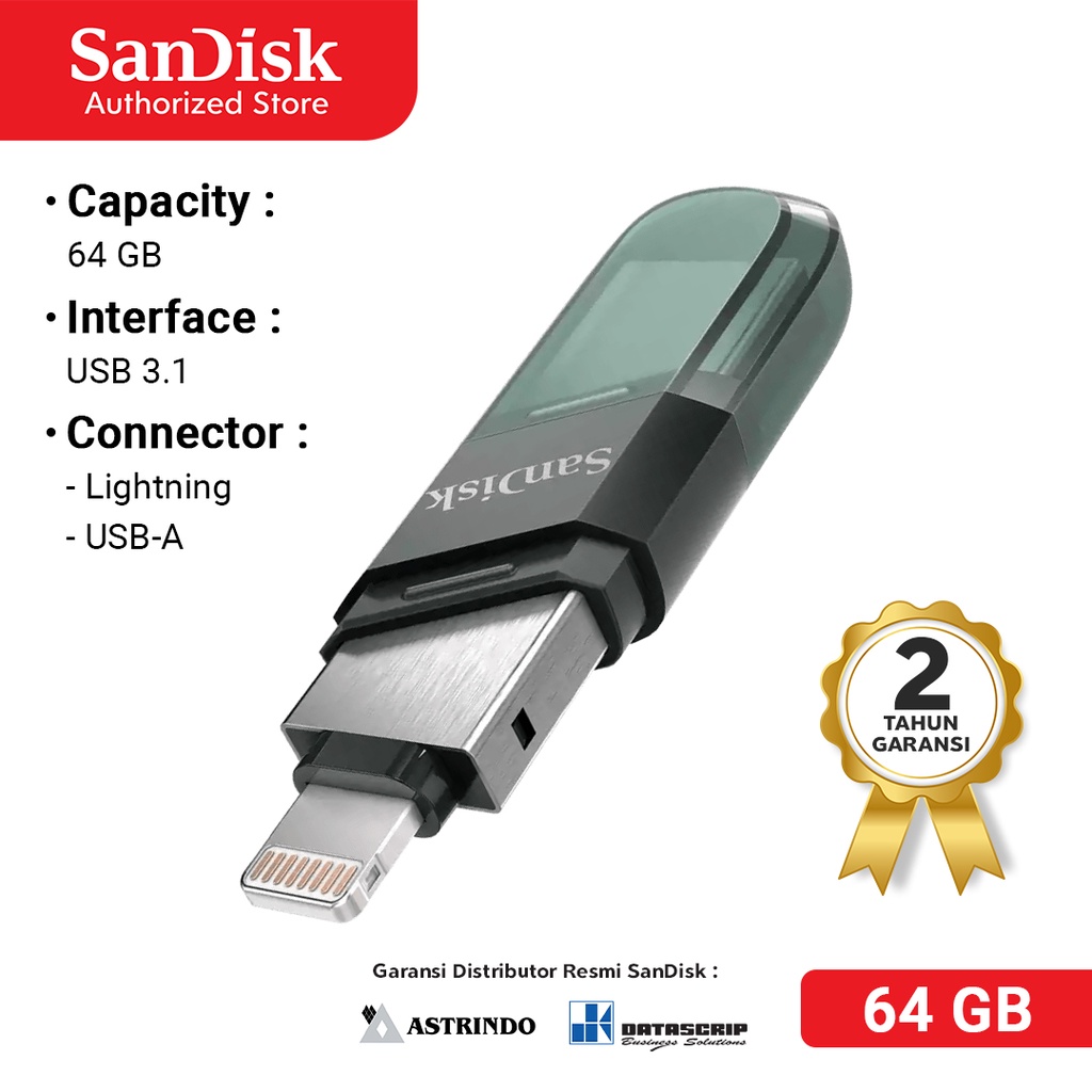Jual Flashdisk OTG Lightning 64GB SanDisk iXpand Flip - Garansi Resmi 2 ...