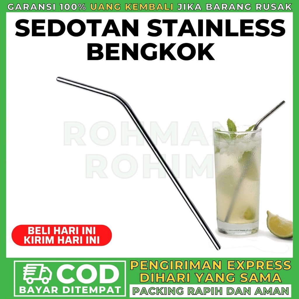 Jual Sedotan Bengkok Stainless Steel Besi Straw Souvenir Panjang ...