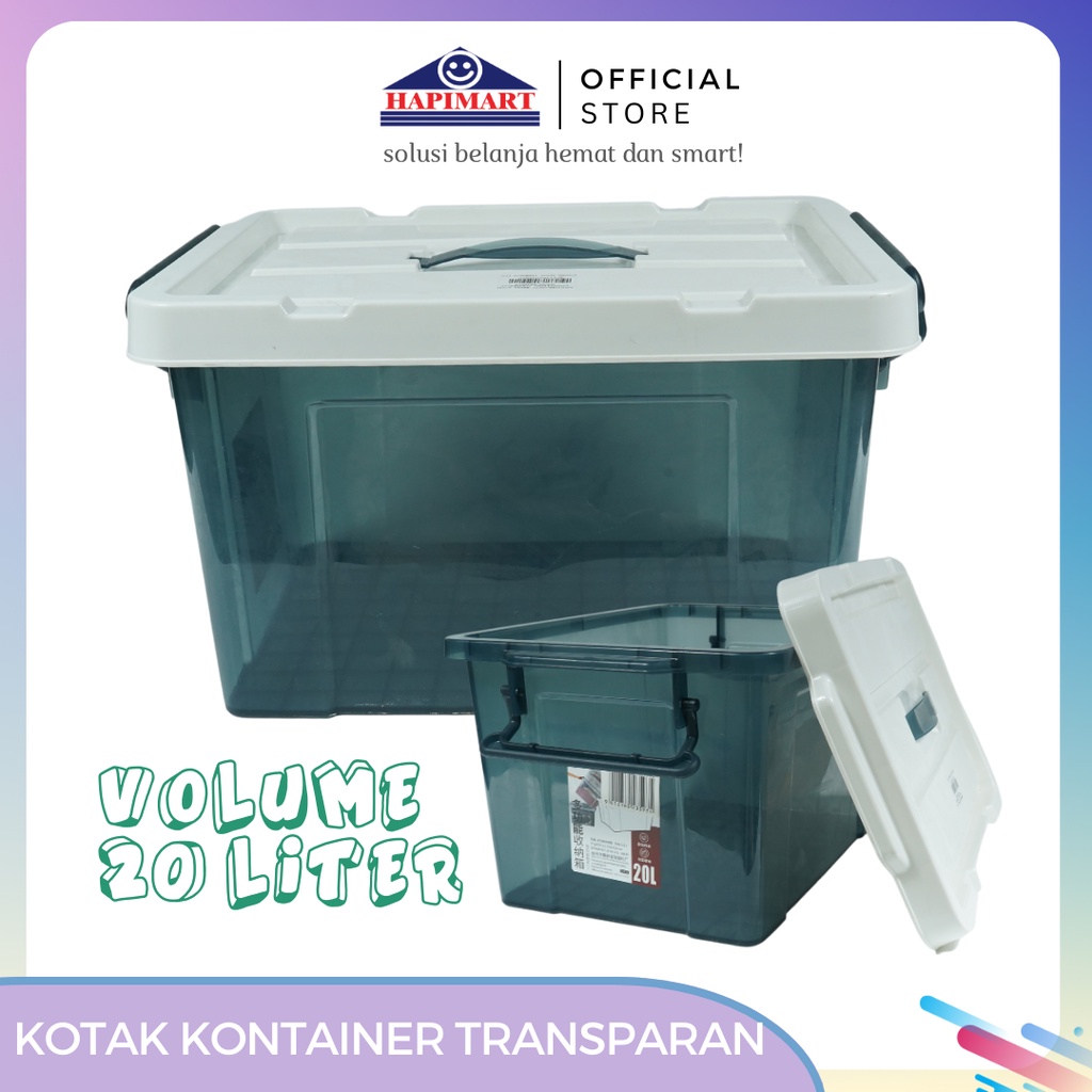 Jual Kotak Kontainer/Storage Box Hijau Tua Transparan Ukuran 20L ...