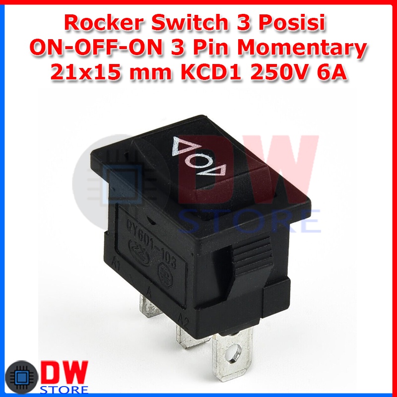 Jual ROCKER SWITCH SAKLAR ON OFF ON 3 PIN KCD1 21x15 mm 21*15mm Maju ...